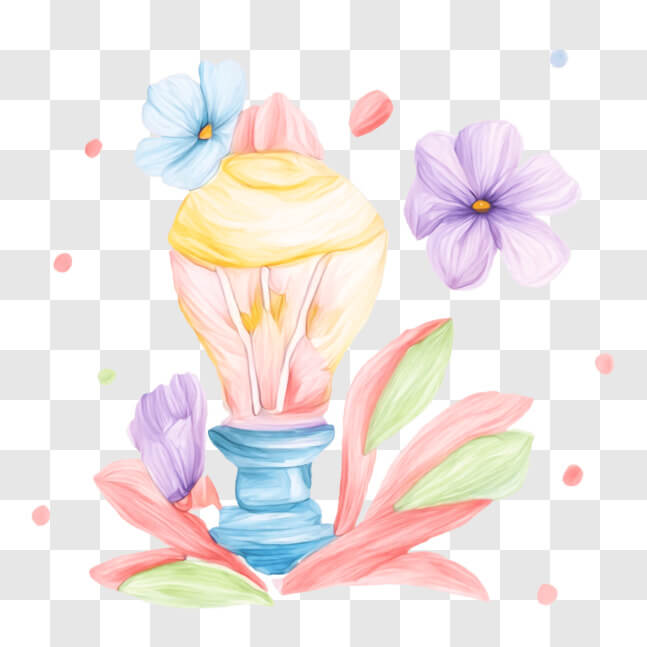 Download Colorful Flower Light Bulb Artwork PNGs Online - Creative Fabrica