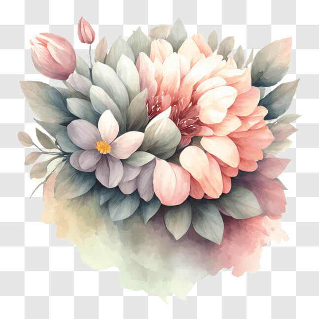 Download Pastel Flower Bouquet in Upside-Down Vase PNGs Online ...