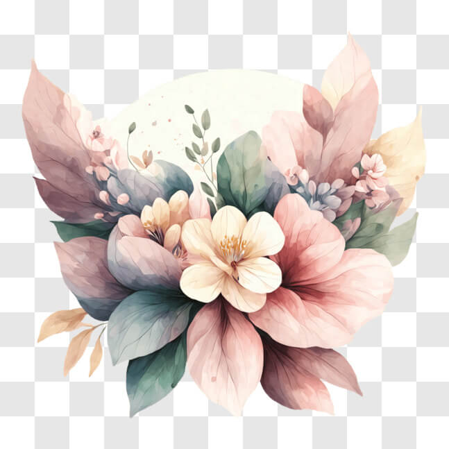 Download Watercolor painting of flowers in pink, blue, and green PNGs ...
