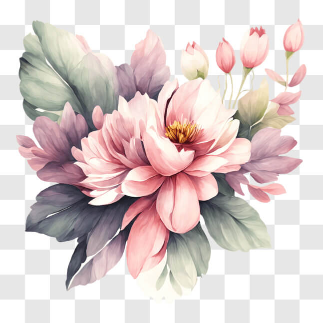 Download Pink and Purple Watercolor Flowers on Black Background PNGs ...