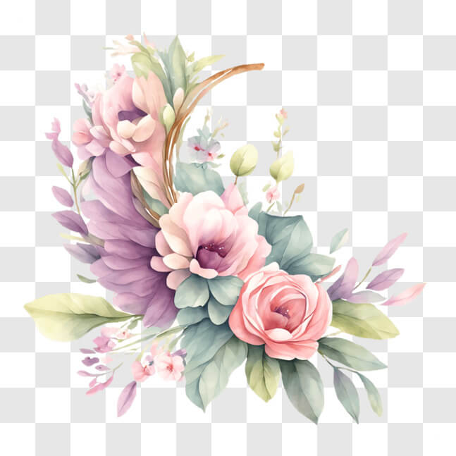 Download Pink and Purple Flower Crescent Arrangement PNGs Online ...