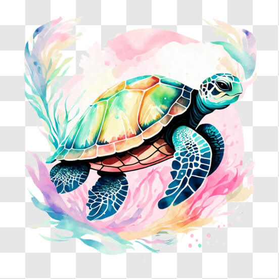 Download Turtle Walking in Tropical Landscape with Palm Trees and ...