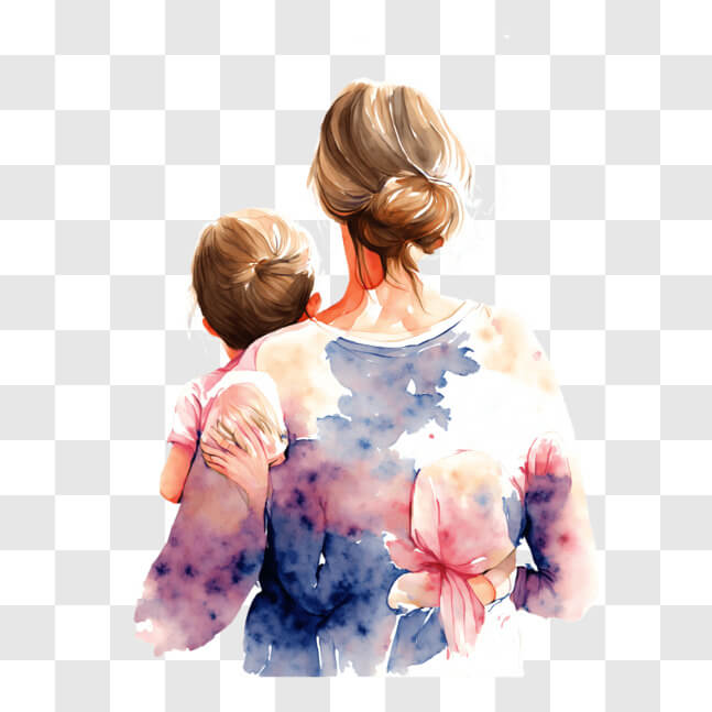 Download Mother and Child with Colorful Watercolor Painting on Woman's ...