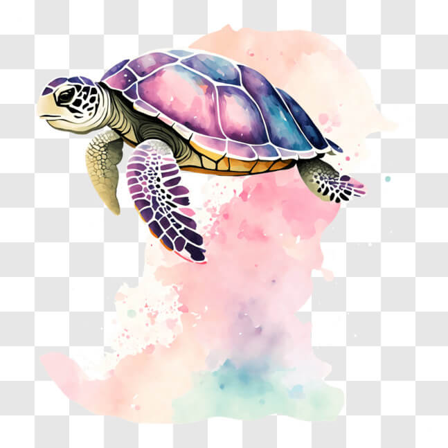 Download Colorful Flying Sea Turtle with Watercolor Splashes PNGs ...