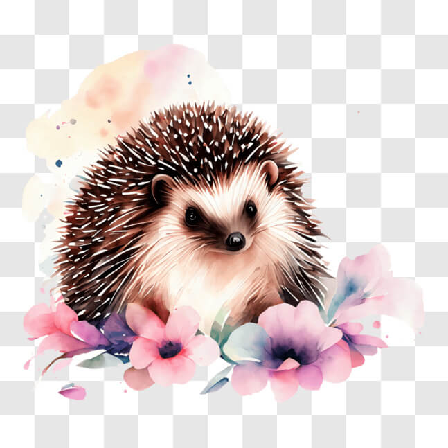 Download Hedgehog in Pink Flowers PNGs Online - Creative Fabrica