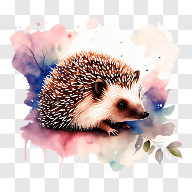 Download Hedgehog on Watercolor Paint Splashes PNGs Online - Creative ...