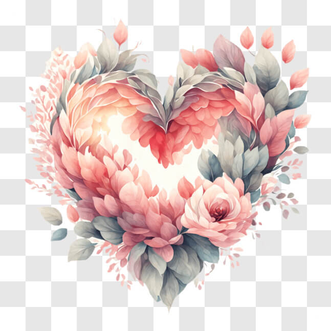 Download Heart-Shaped Arrangement of Pink and Gray Flowers PNGs Online ...