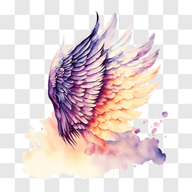 Download Floating Angel's Wing Watercolor Painting PNGs Online ...