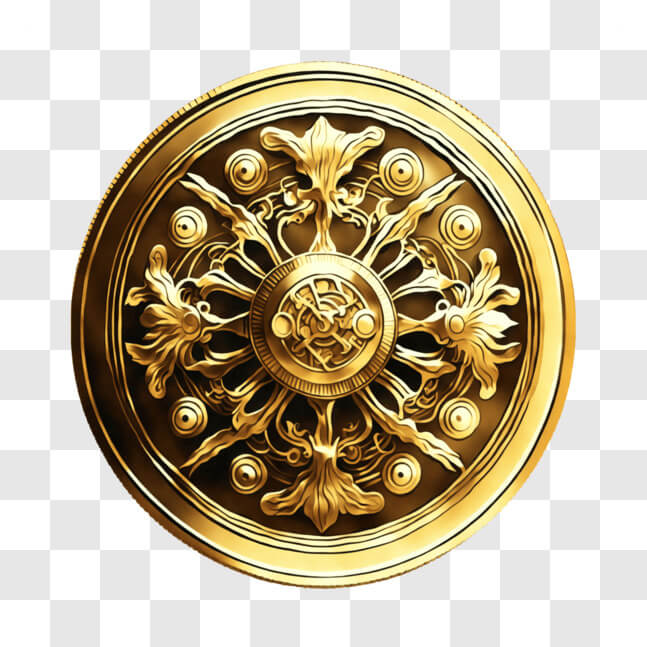 Download Ornate Gold Medallion with Circular Design PNGs Online ...