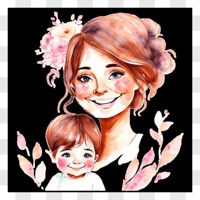 Download Bond between Mother and Child - Watercolor Illustration PNG ...