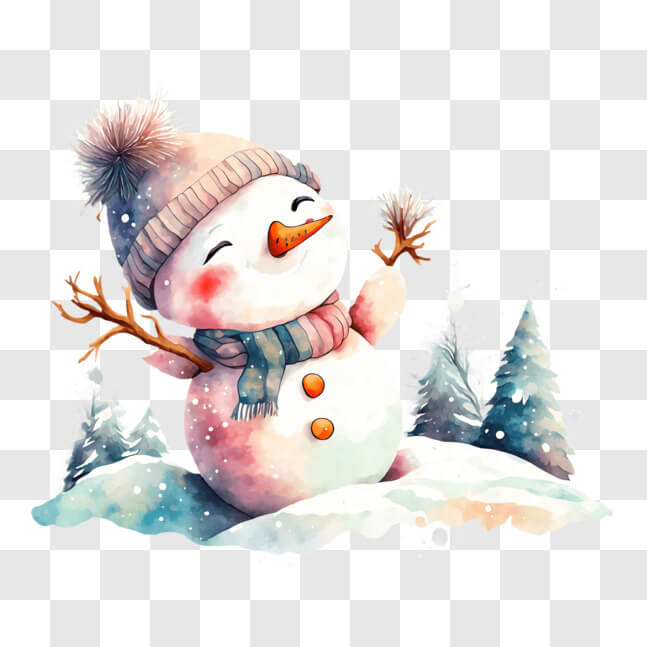 Download Snowman in winter attire with outstretched arms PNGs Online ...