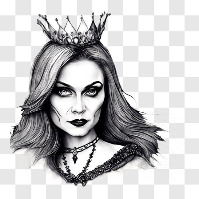 Download Black and White Drawing of a Woman with Crown - The Vampire ...