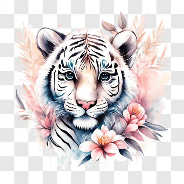 Download Watercolor Painting of a White Tiger PNGs Online - Creative ...
