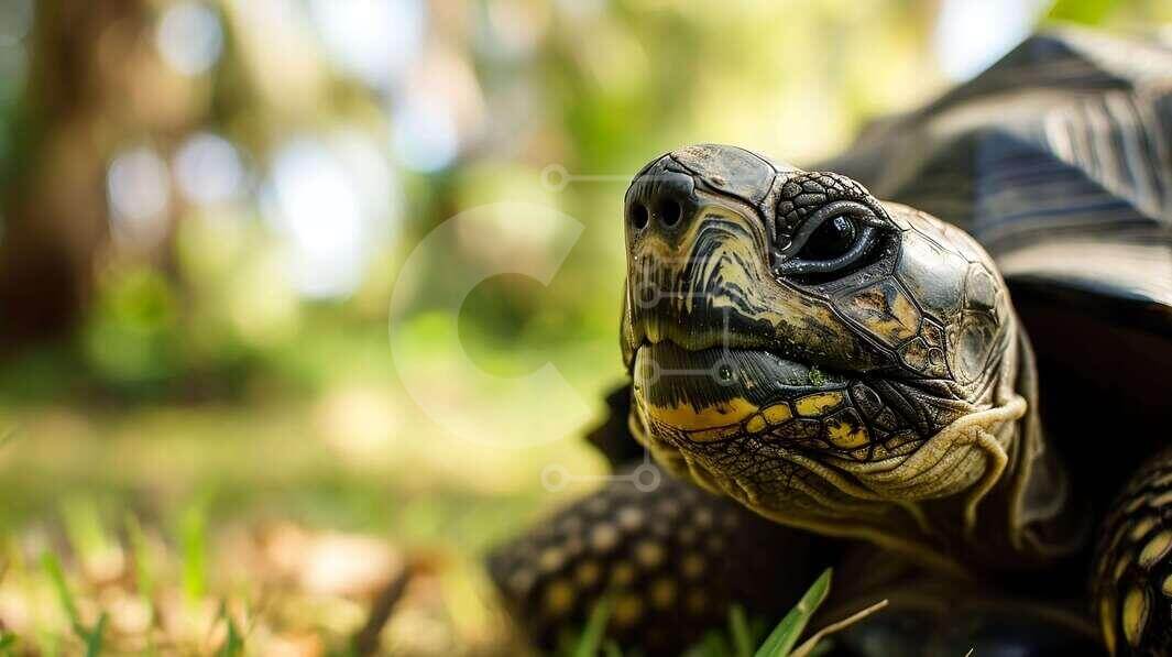 Endangered Tortoise on Grass stock photo | Creative Fabrica