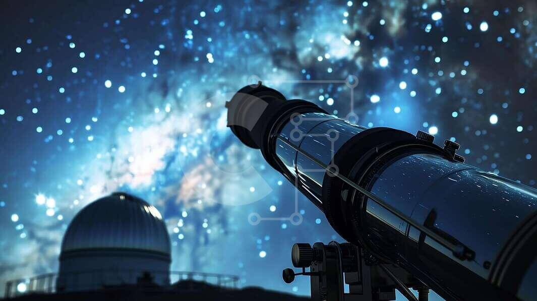 Stunning Night Sky View with Telescope and Milky Way stock photo ...