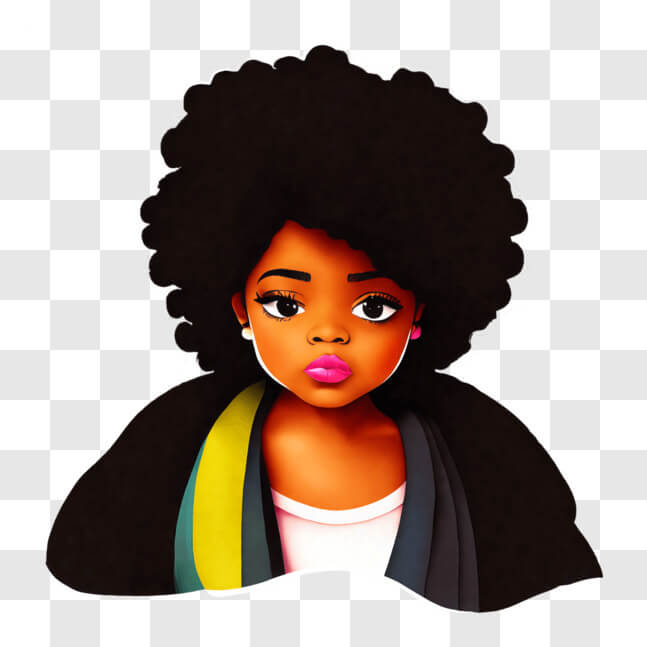 Download Cartoon Illustration of African-American Woman with Curly Hair ...