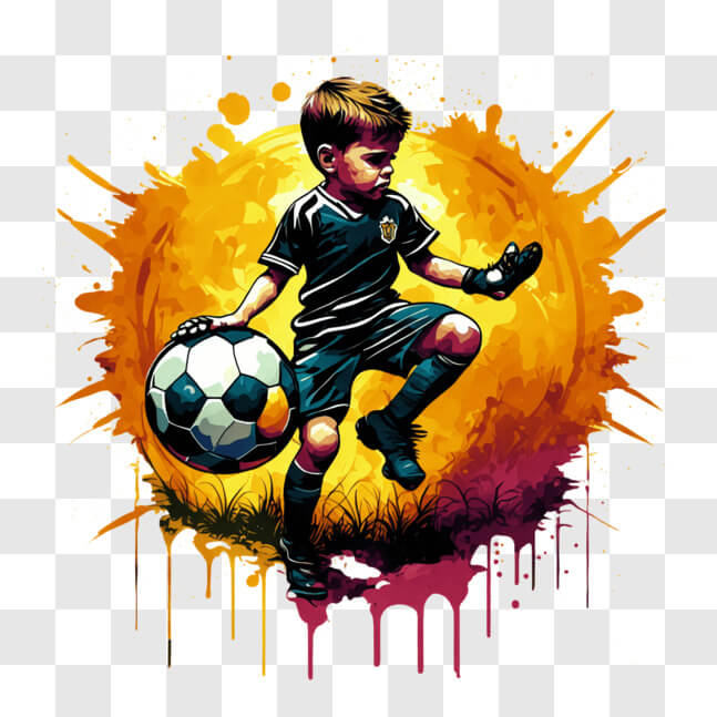 Download Young Boy Playing Soccer in Front of the Moon PNGs Online ...