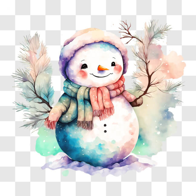 Download Winter Watercolor Snowman with Branches PNGs Online - Creative ...