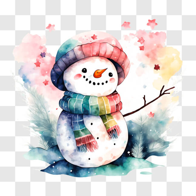 Download Watercolor Snowman with Autumn Leaves PNGs Online - Creative ...
