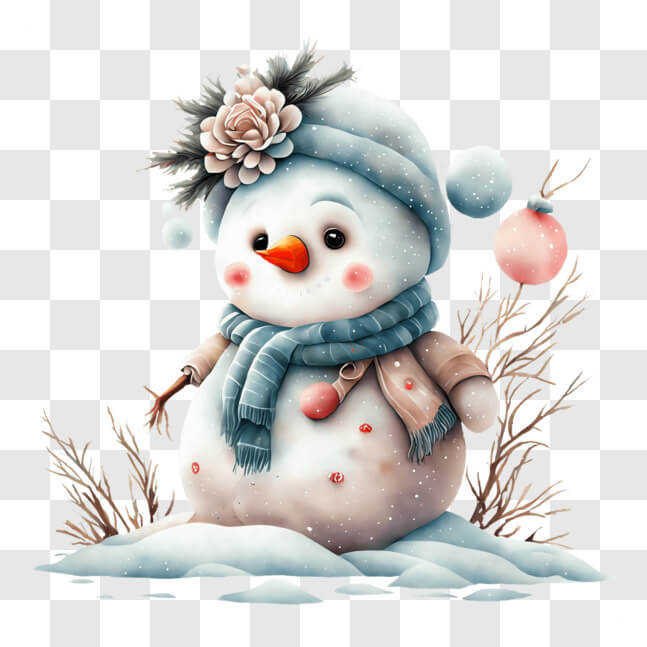 Download Snowman with hat, scarf, and gloves in winter PNGs Online ...