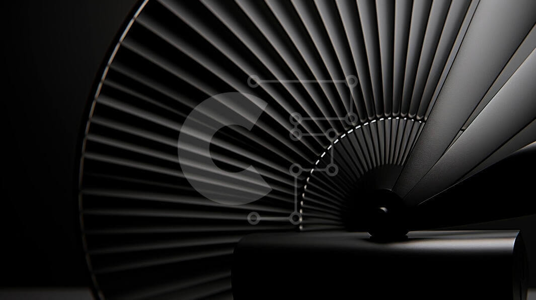 Black Fan on Object Surface stock photo | Creative Fabrica