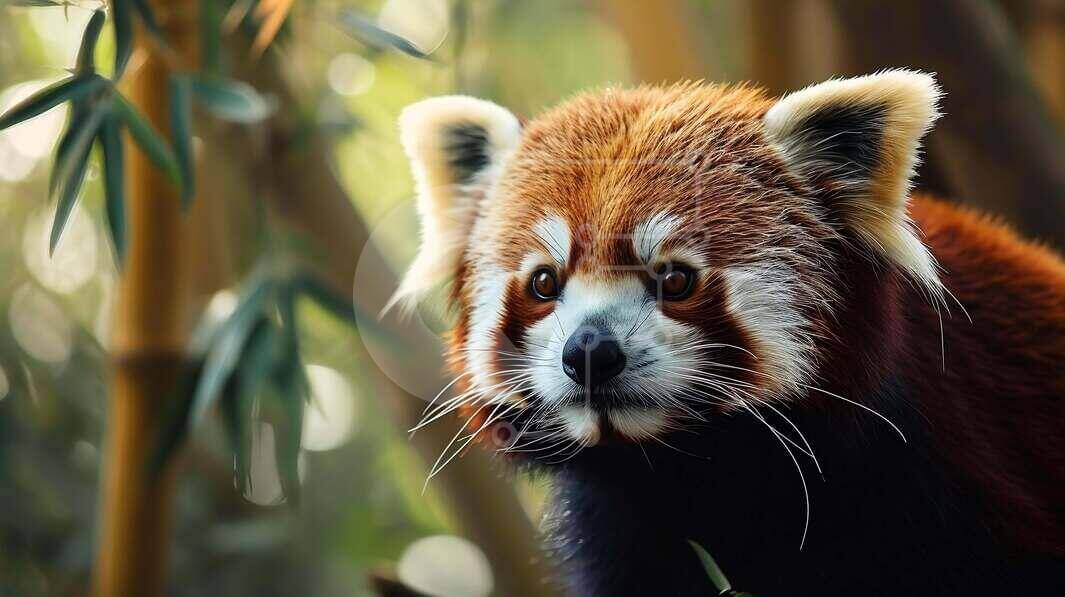 Curious Red Panda Staring into Space stock photo | Creative Fabrica