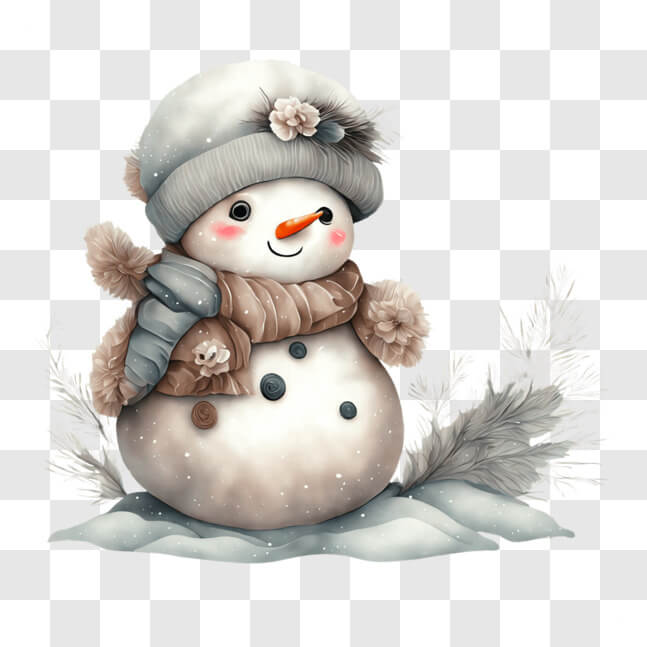 Download Winter Snowman with Hat, Scarf, and Mittens PNGs Online ...