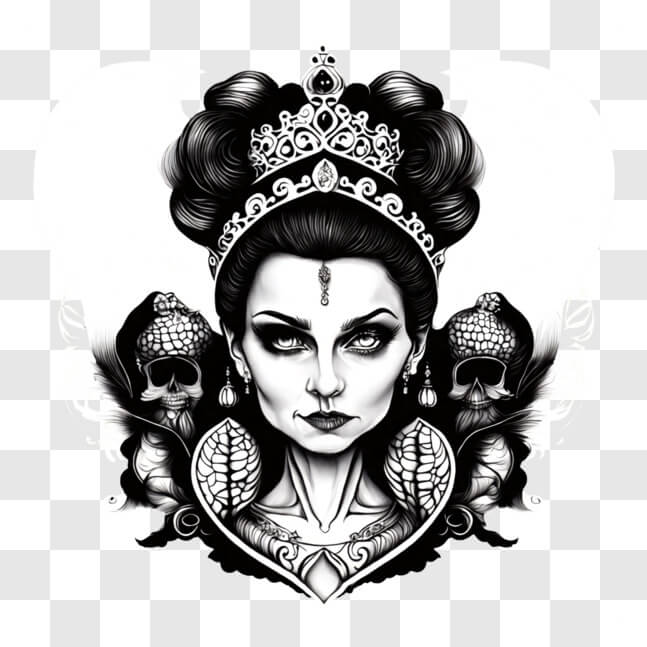 Download Black and White Portrait of an Evil Queen with Tiara and ...