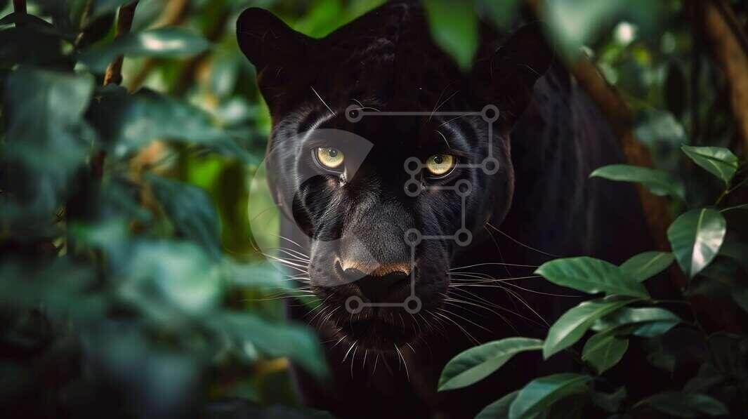 Hidden Beauty: Black Panther in the Jungle stock photo | Creative Fabrica