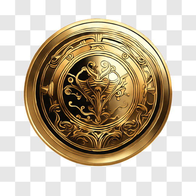 Download Ornate Gold Coin on Black Background PNGs Online - Creative ...