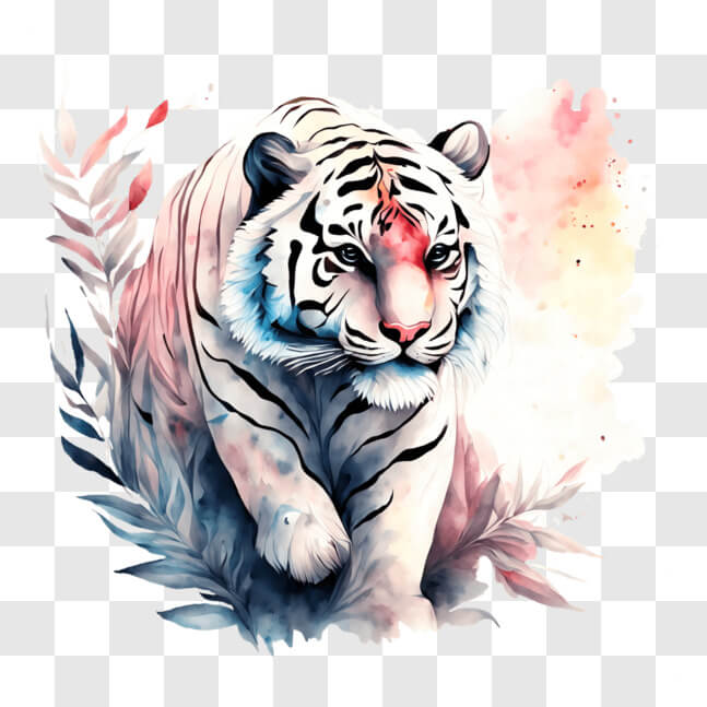Download Abstract Watercolor Painting of a White Tiger PNGs Online ...