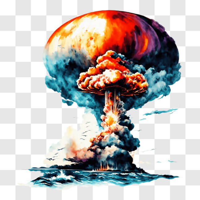 Download Nuclear Bomb Explosion in the Ocean PNGs Online - Creative Fabrica