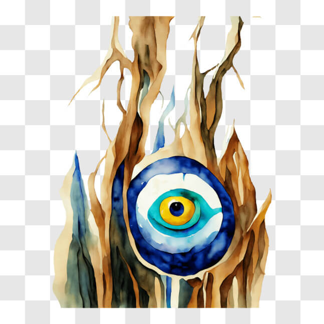 Download Colorful Evil Eye Painting with Leaves and Branches PNGs ...