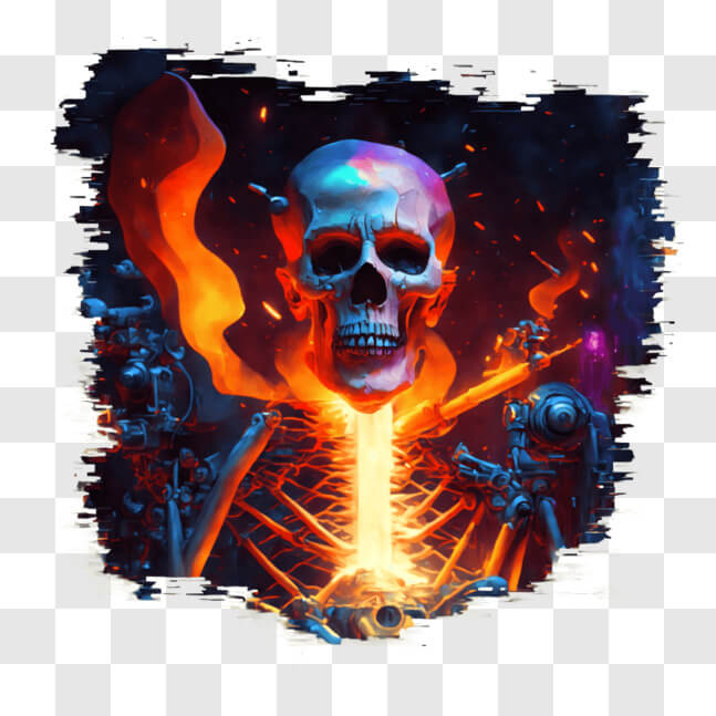 Download Flaming Skeleton with Fire-Breathing Zombies and Robots PNGs ...
