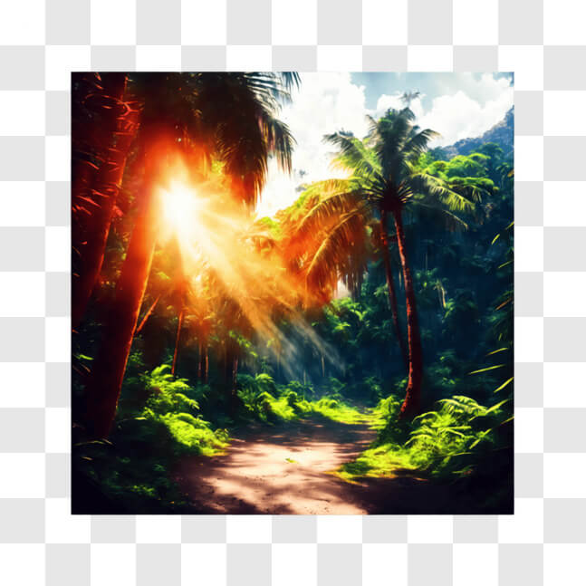 Download Tropical Forest with Palm Trees and Dirt Path PNGs Online ...