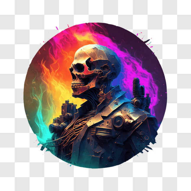 Download Colorful Flame Skeleton Artwork PNGs Online - Creative Fabrica