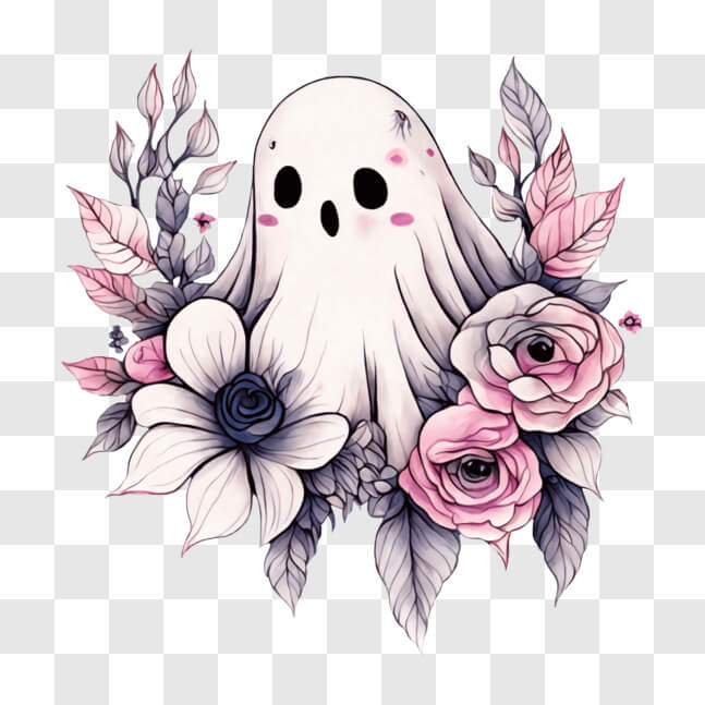 Download Ghost with Roses - Halloween or Valentine's Day Concept PNGs ...
