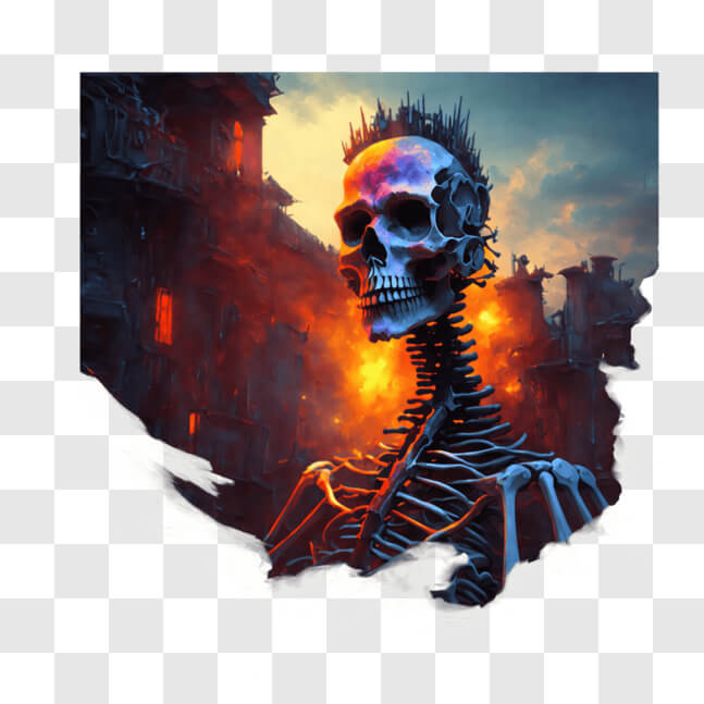 Download Skeleton in Fire - Horror and Mystery Artwork PNGs Online ...