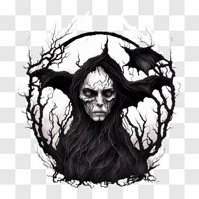Baixe Arte de Fantasia Sombria com Velho e Esqueletos PNGs - Creative ...