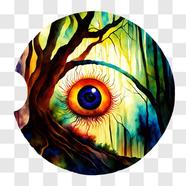 Download Colorful Eye in Forest Artwork PNG Online - Creative Fabrica
