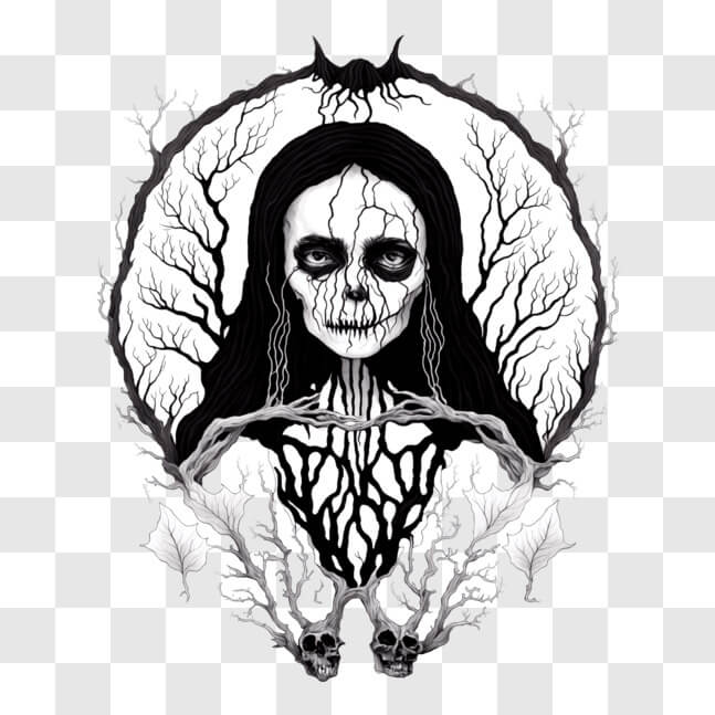 Download The Day of the Dead: Black and White Artwork PNGs Online ...