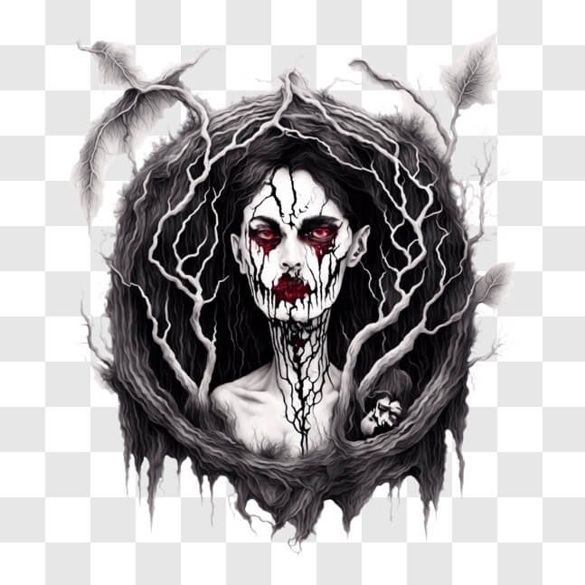 Download Gothic Art: Woman with Bloody Eyes and Rotting Flesh PNGs ...