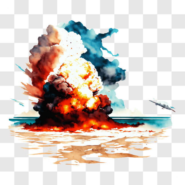 Download Explosion in the Ocean with Boats and Airplane PNGs Online ...