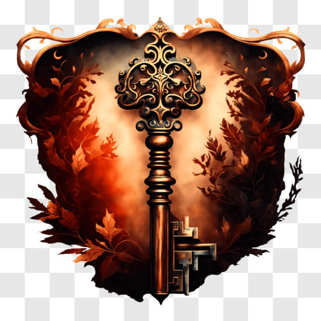Download Ornate Key surrounded by Leaves and Vines PNGs Online ...