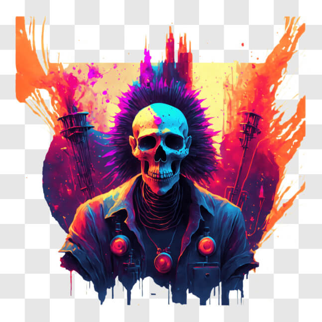 Download Punk Rock Inspired Skeleton with Colorful Face Paint PNGs ...