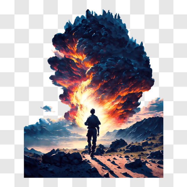 Download Man in front of explosion scene from sci-fi film PNGs Online ...