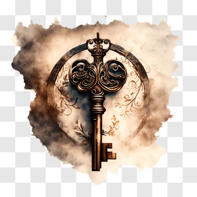 Download Ornate Vintage Key with Swirls and Floral Designs PNGs Online ...