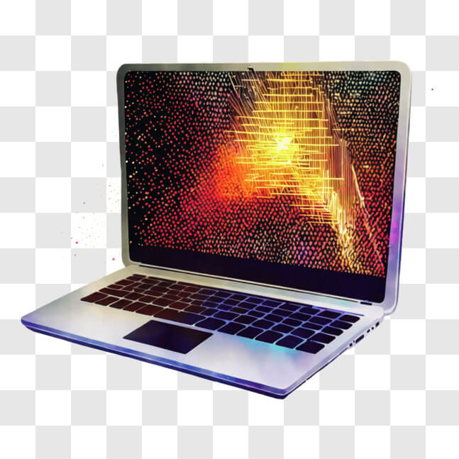 Download Colorful Abstract Design on Laptop Screen PNGs Online ...