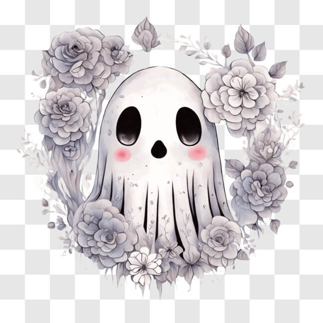 Download Spooky Floral Arrangement with a Ghost PNGs Online - Creative ...