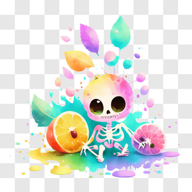 Download Colorful Skeleton on Orange Slice with Fruit PNGs Online ...